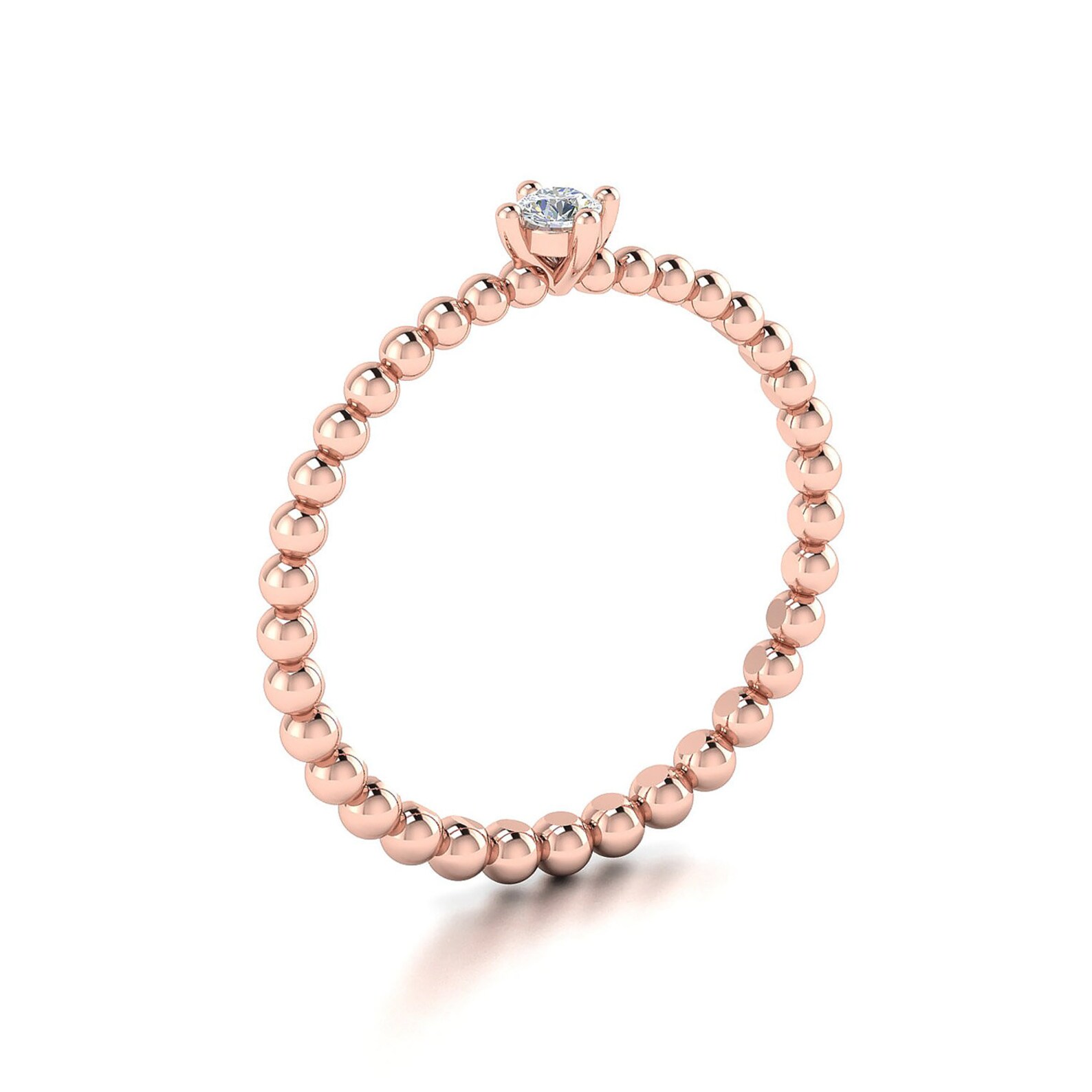 14k 18k Solid Gold One Diamond Single Ring,minimalist Ring,stackable ...
