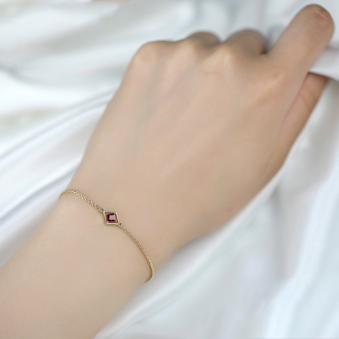 18K 14K Solid Gold Vintage Ruby Bracelet, Ruby Bracelet, Personalized ...