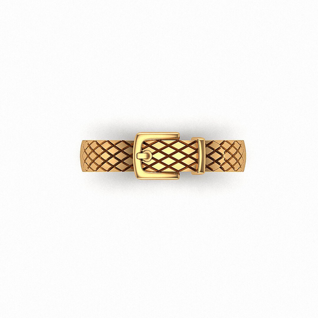 Handmade Jewelry, 14k Solid Gold Ring, Pattern Belt Buckle Ring ...