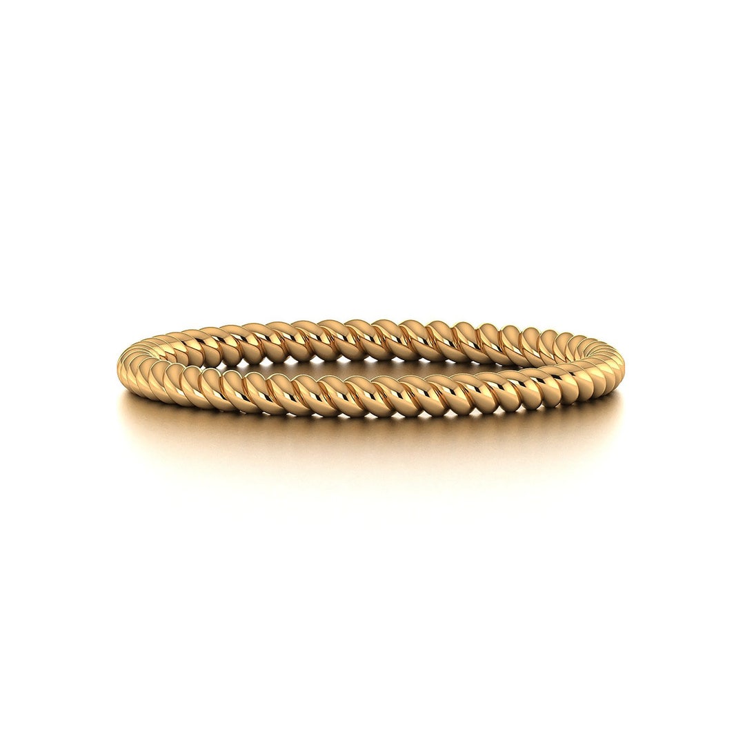 14k 18k Solid Gold Twisted Rope Ring, Rose Gold Ring, Stackable,ring ...