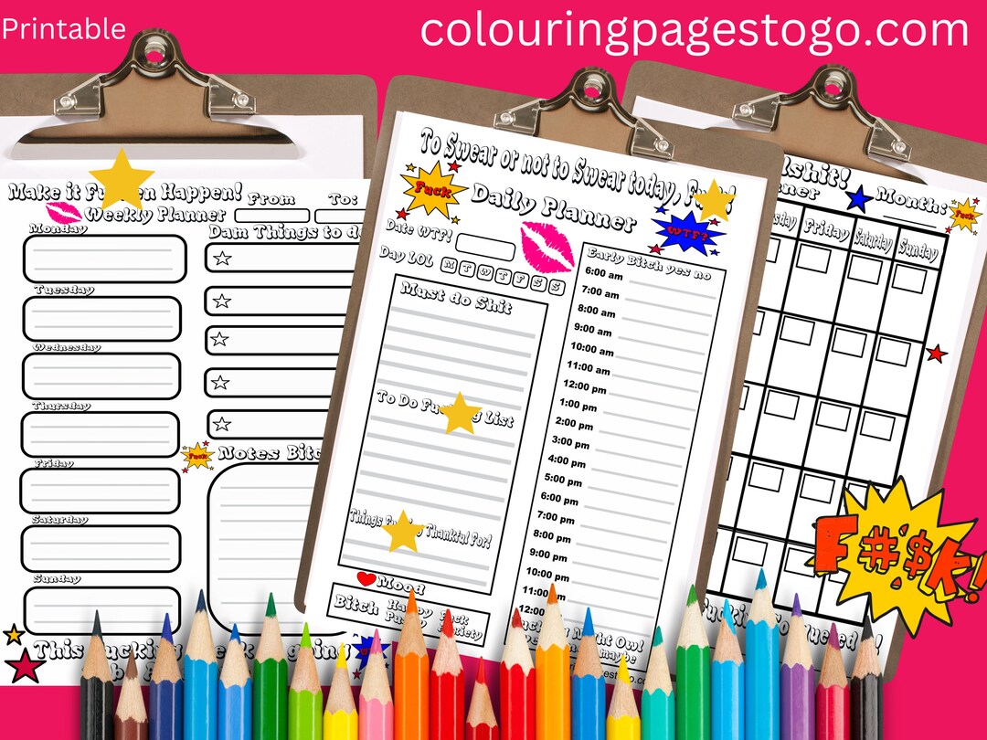 Swear Words Planner, Curse the Days Stress With This Swear Words Set ...