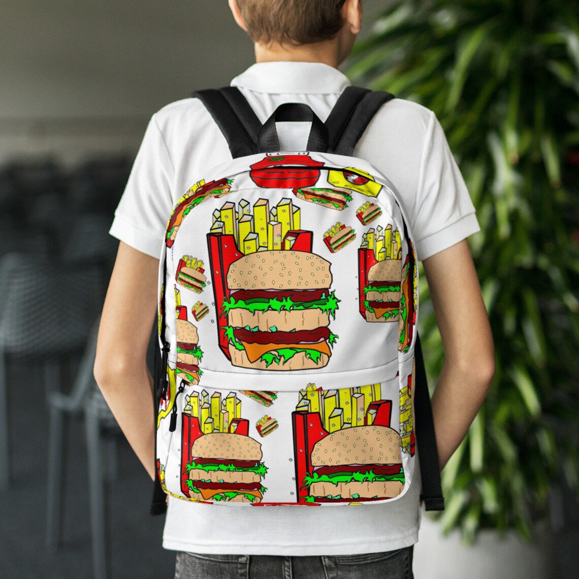 Kids Backpack, Kids Hamburger Backpack, Cheese Burger and Fries Fun ...