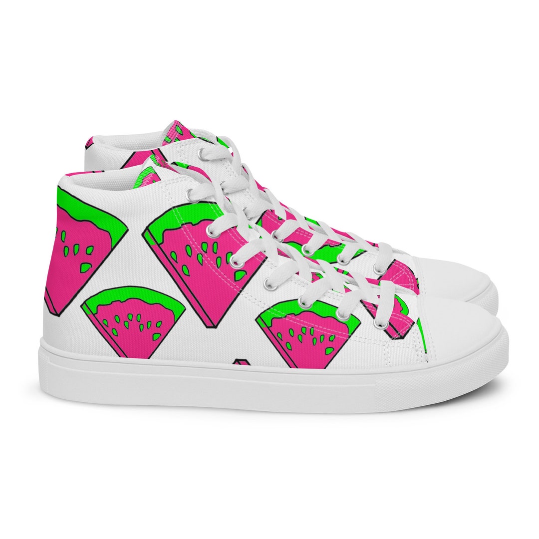 Watermelon Kiss Women’s High Top Canvas Shoes, Check Out My Sweet ...