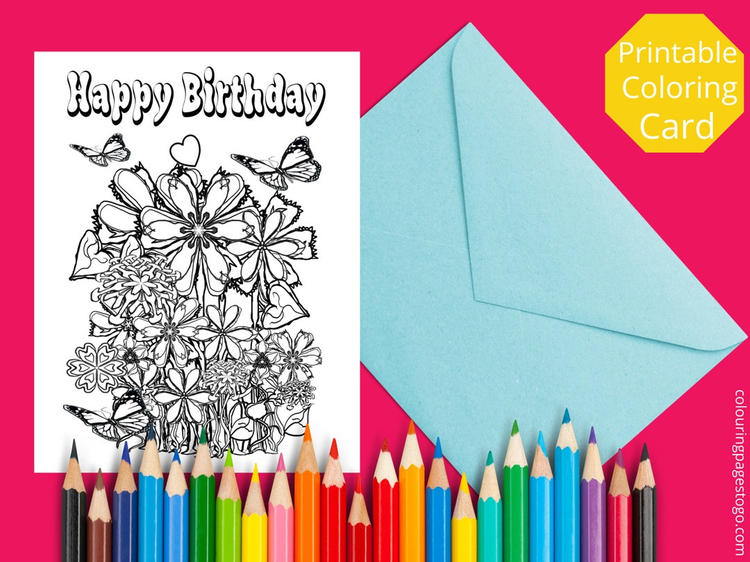 Happy Birthday Colouring Card, Happy Birthday Printable Card and Make ...