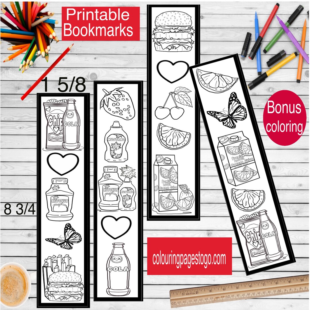 Bookmarks Printable Color Your Own Bookmarks Looking for Fun - Etsy