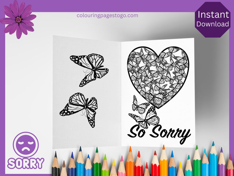 Printable Sorry Colouring Card, Sympathy Card, Extend Your Heartfelt ...
