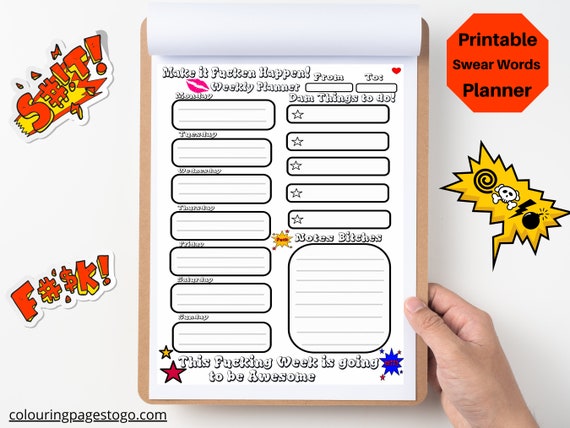 Swear Words Planner Curse the Days Stress With This Swear - Etsy