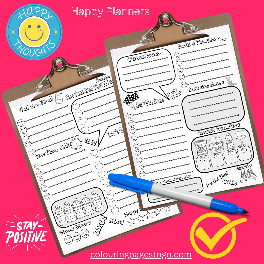 Daily Planner Positive, Start Your Day With Fun and Positive Thoughts ...