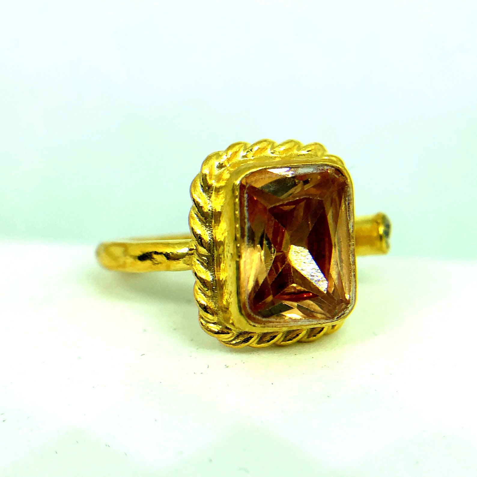 24K Gold Vermeil 925K Solid Silver Ring Handmade Hammered - Etsy UK