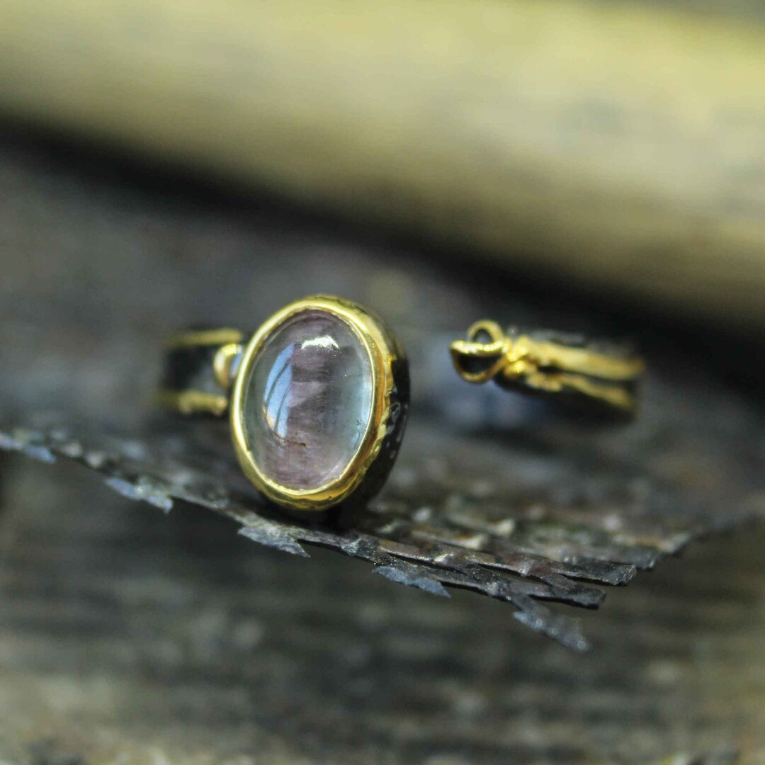 24K Gold Vermail 925K Sterling Silver Ring Handmade Blackned - Etsy ...