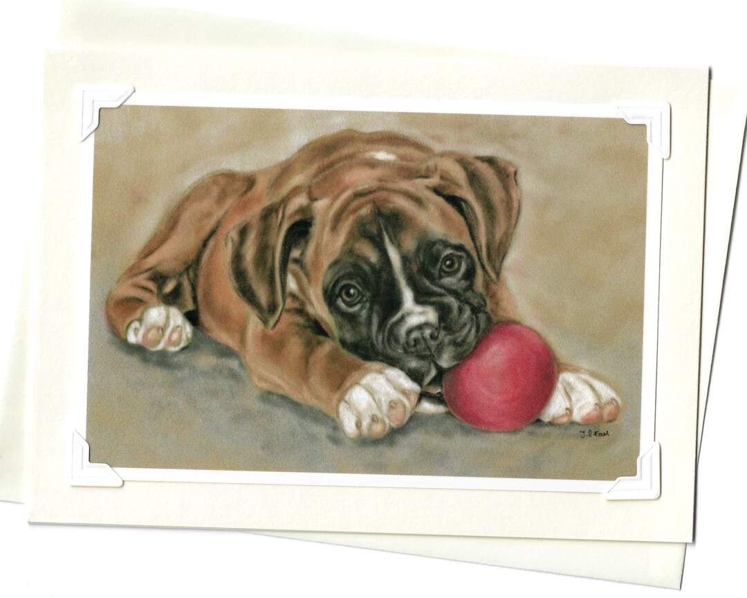 Boxer Puppy Card - Frameable Print - Boxer Puppy Print - Boxer Dog ...