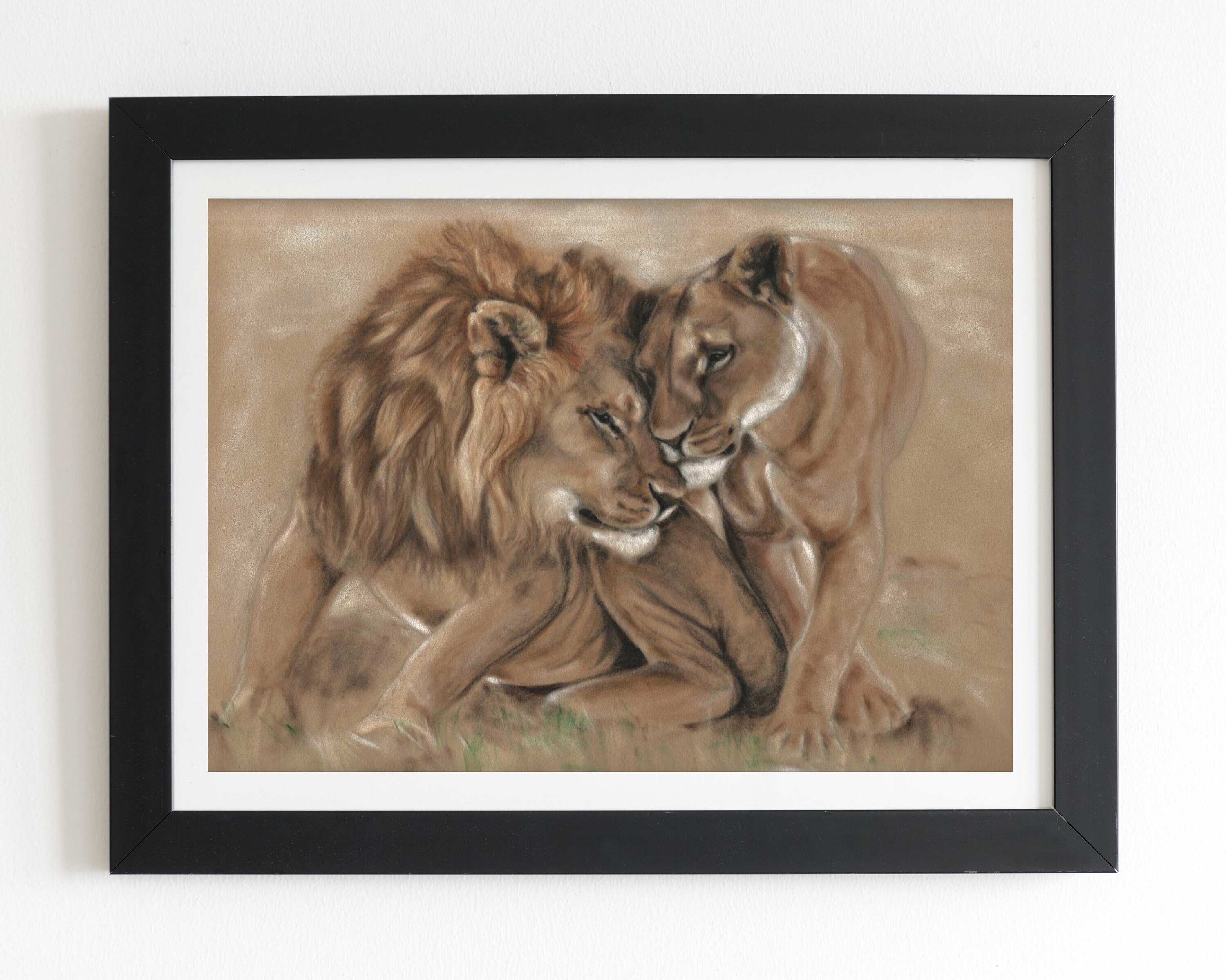 Lion and Lioness Print Animal Lovers Gift of Original Lion - Etsy