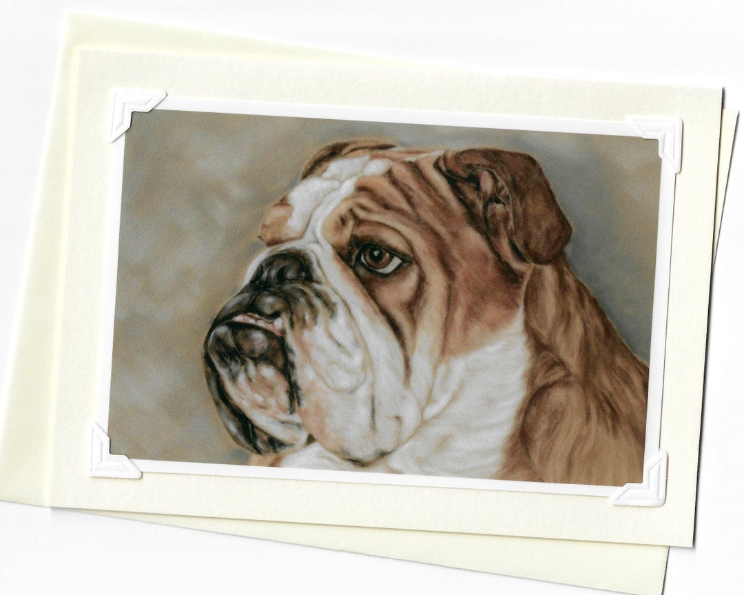 Bulldog Card Frameable Print Bulldog Art British Bulldog Gifts Bulldog ...
