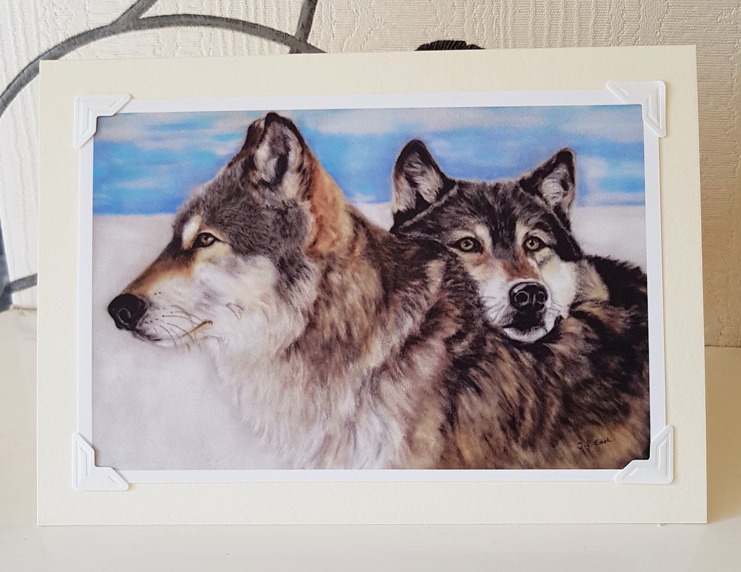 Wolf Card Wolf Gift Original Art Keepsake Personalized Handmade ...