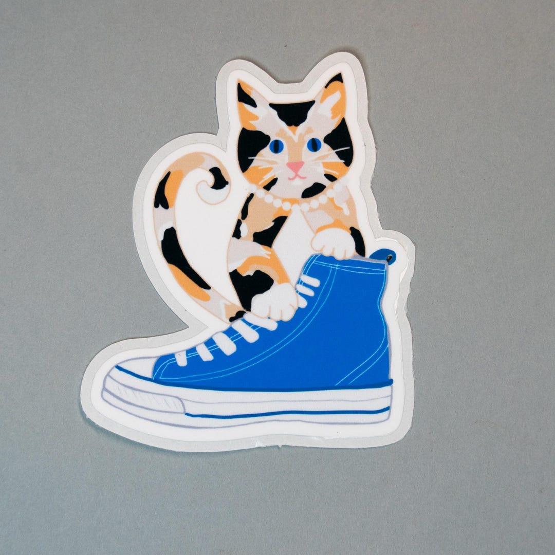 Calico Cat in Sneaker With Pearls Sticker Kamala Harris - Etsy