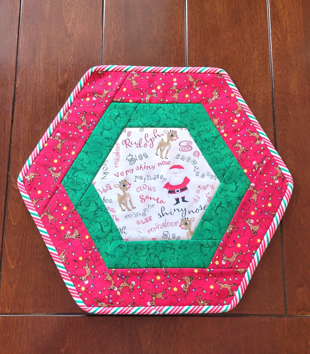 Rudolph and Santa Table Topper-back AGAIN! - Etsy