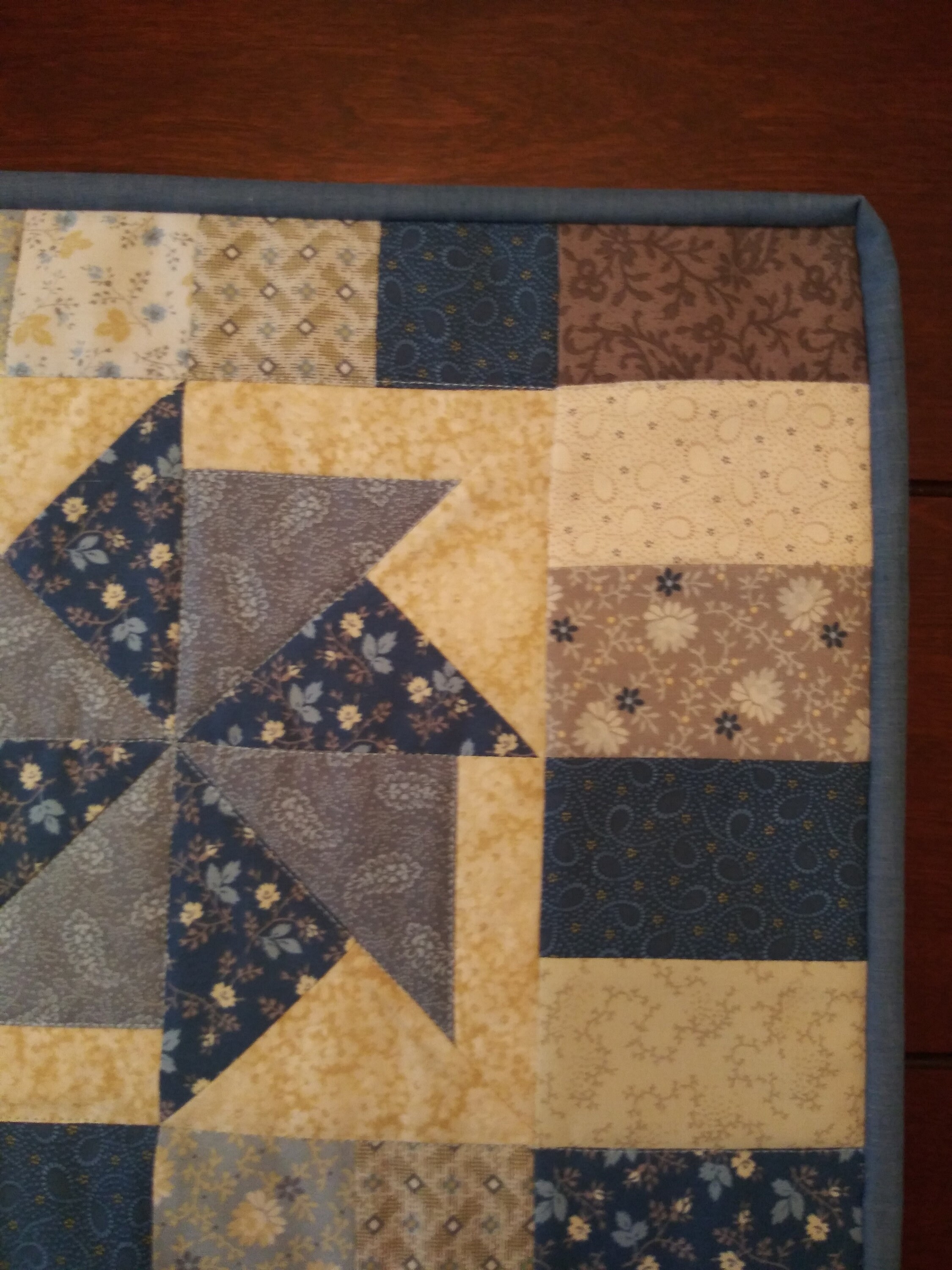 Blue and gray floral table runner | Etsy