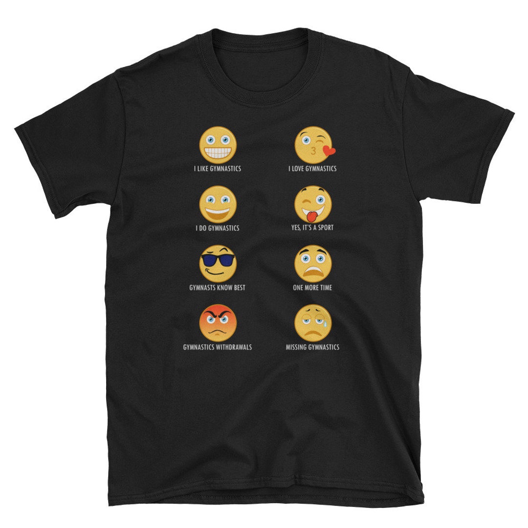 I Love Gymnastics Gymnasts Emoji Emoticons Graphic T-shirt - Etsy