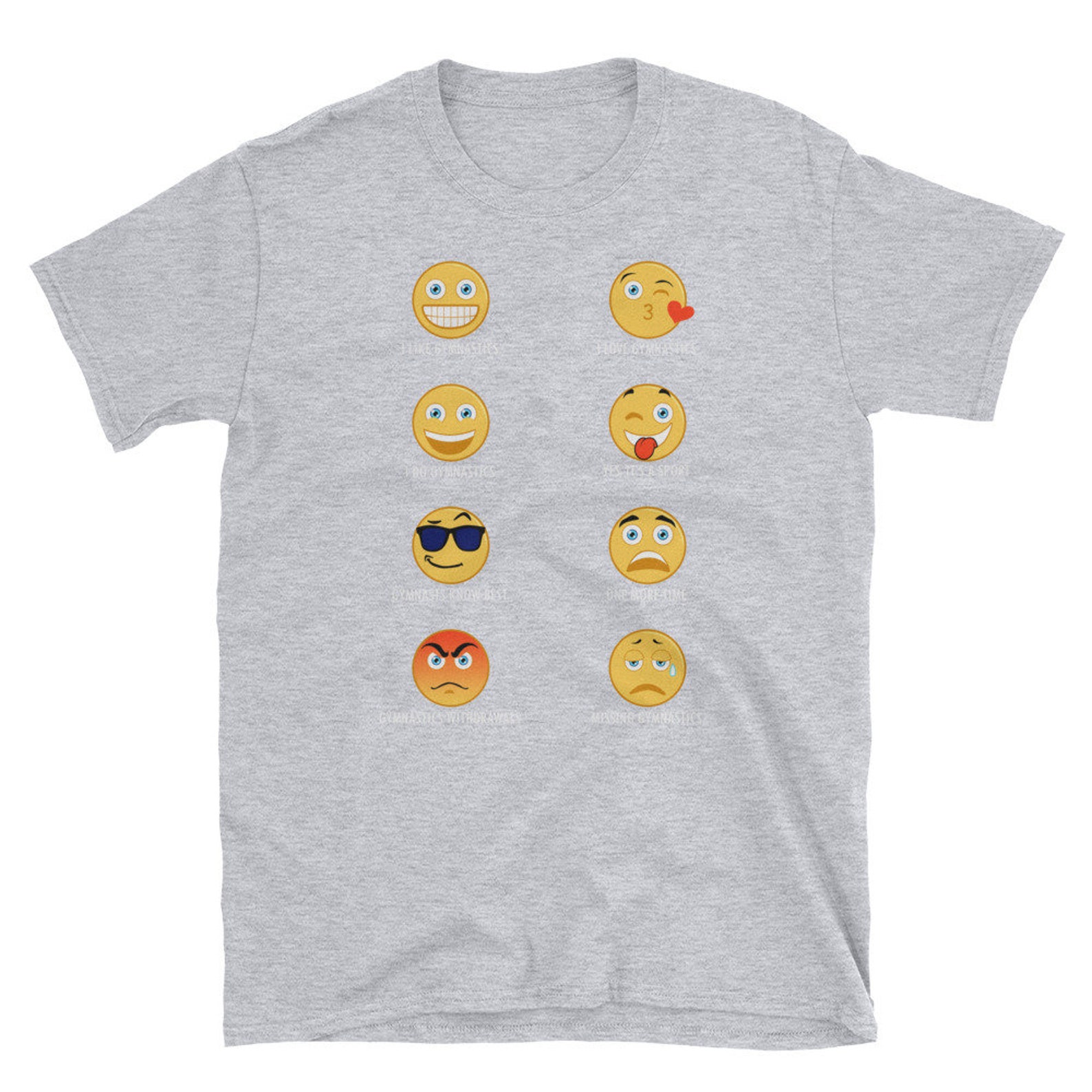 I Love Gymnastics Gymnasts Emoji Emoticons Graphic T-shirt - Etsy