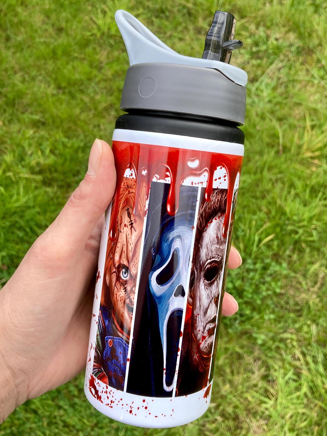 Custom Horror Movie Villains Water / Gym Bottle Handmade Halloween - Etsy