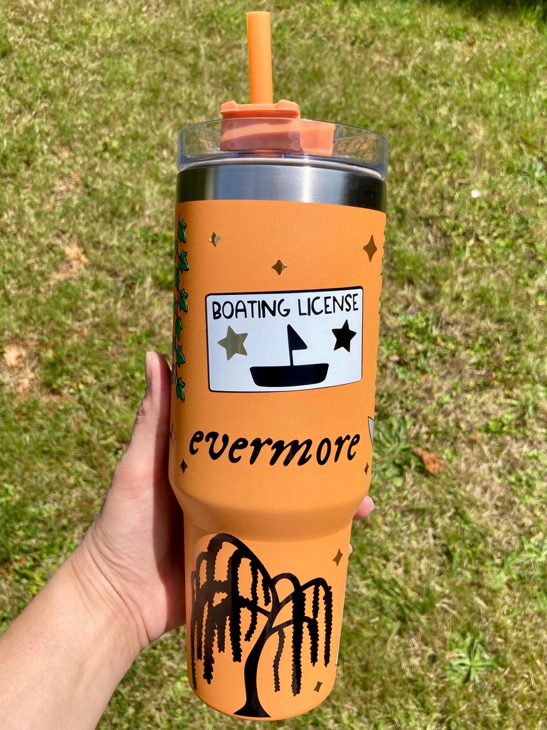 Custom Taylor Swift Evermore Lyrics Inspired 40oz Stanley Tumbler Matte Orange - Etsy