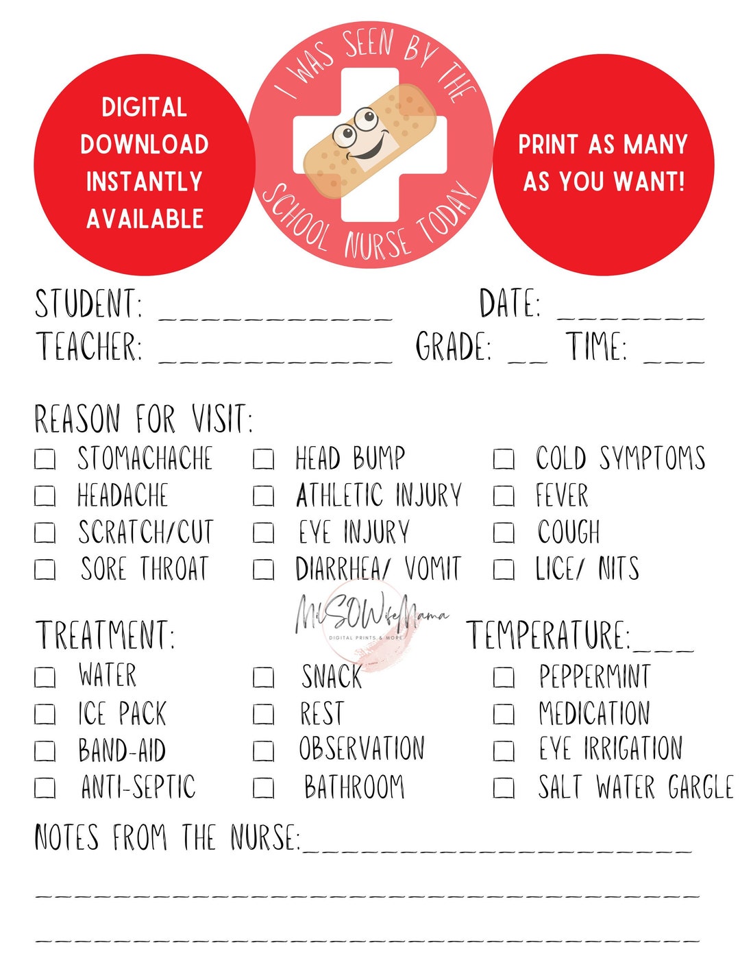 School Nurse Parent Communication Form Clinic Visit - Etsy School Nurse Parent Communication Form Clinic Visit - Etsy