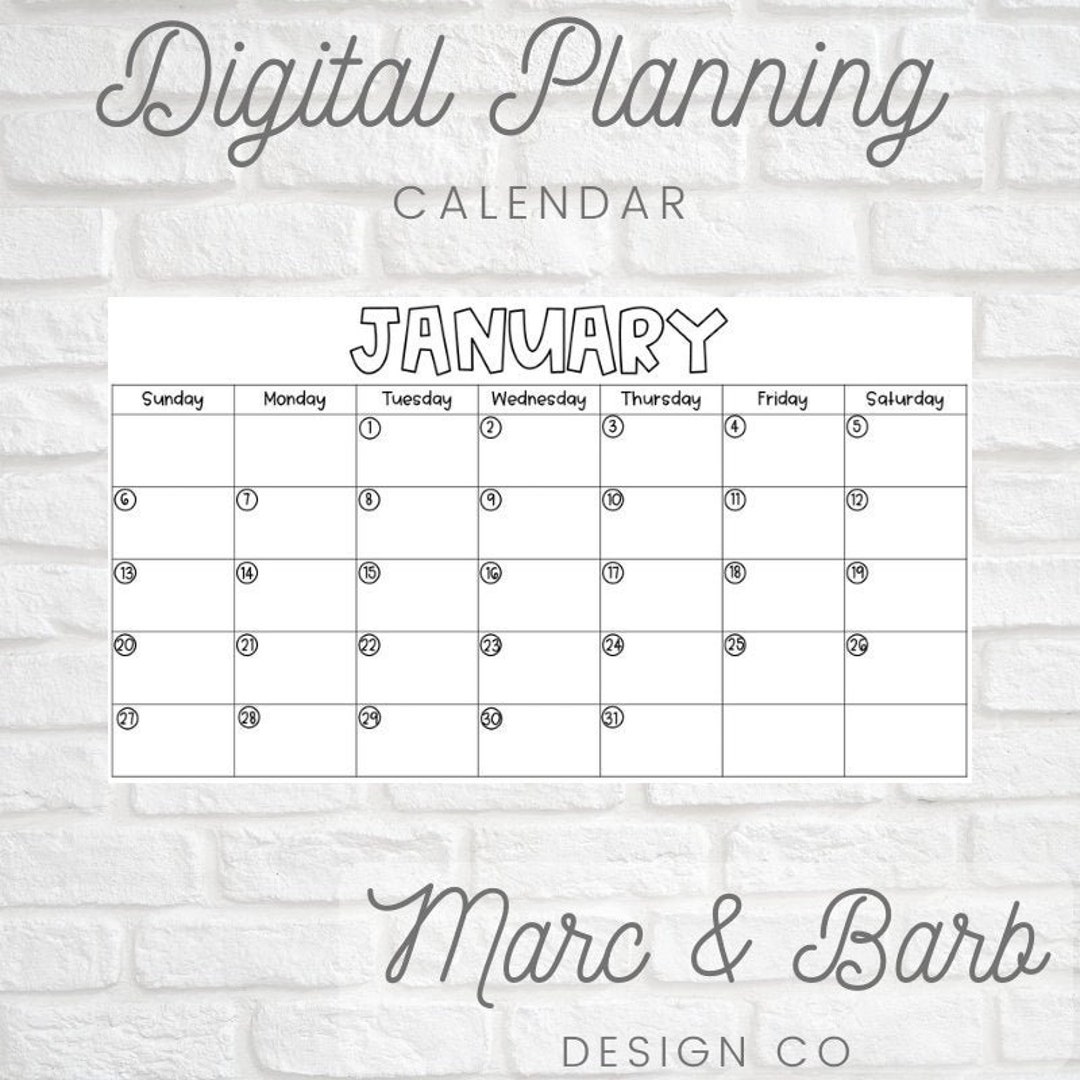 Yearly Calendar Digital Planning Planner Wall Calendar - Etsy