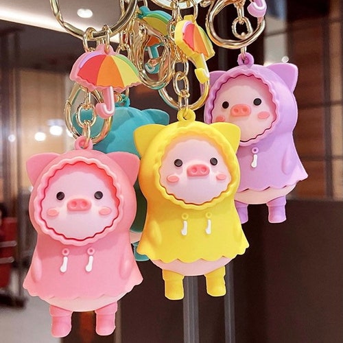 Super Cute Pigs in Raincoat Key Chains Pig Keychain - Etsy