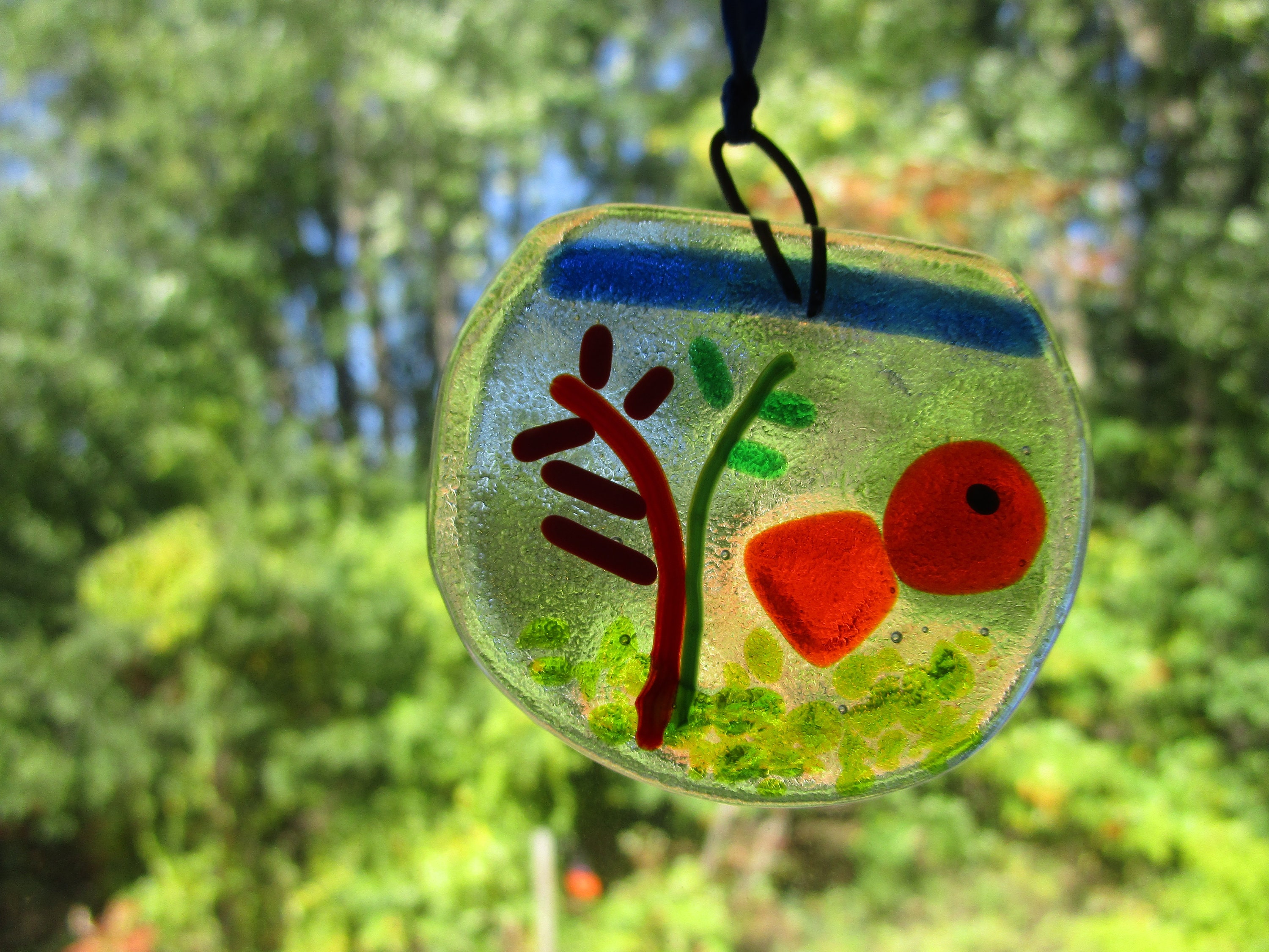 Mini Fused Glass Fishbowl Suncatcher/ornament/window Art/aquarium Lover ...