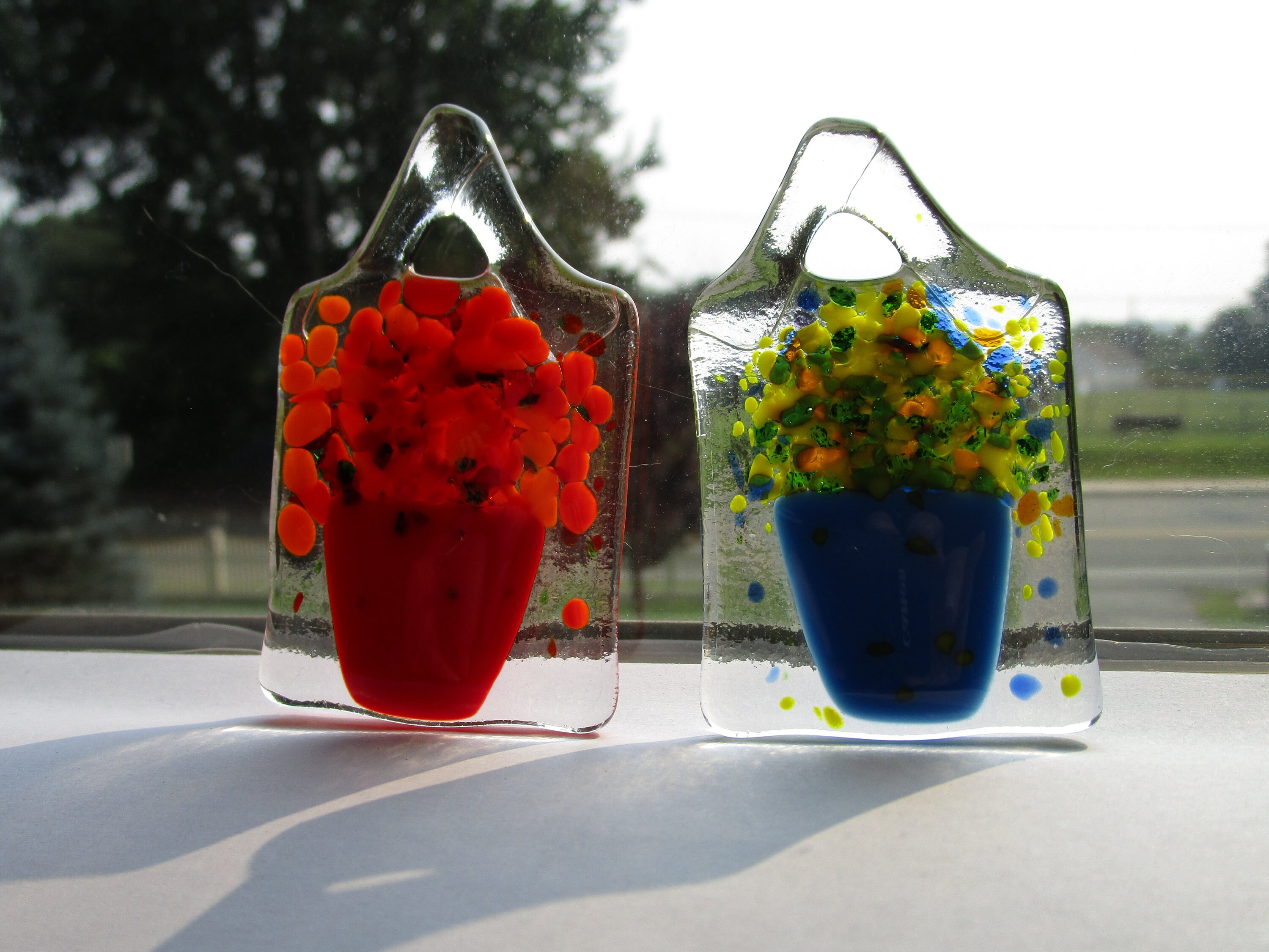 Mini Fused Glass Flower Pot Suncatcher/fused Glass Art/window Art/fun ...