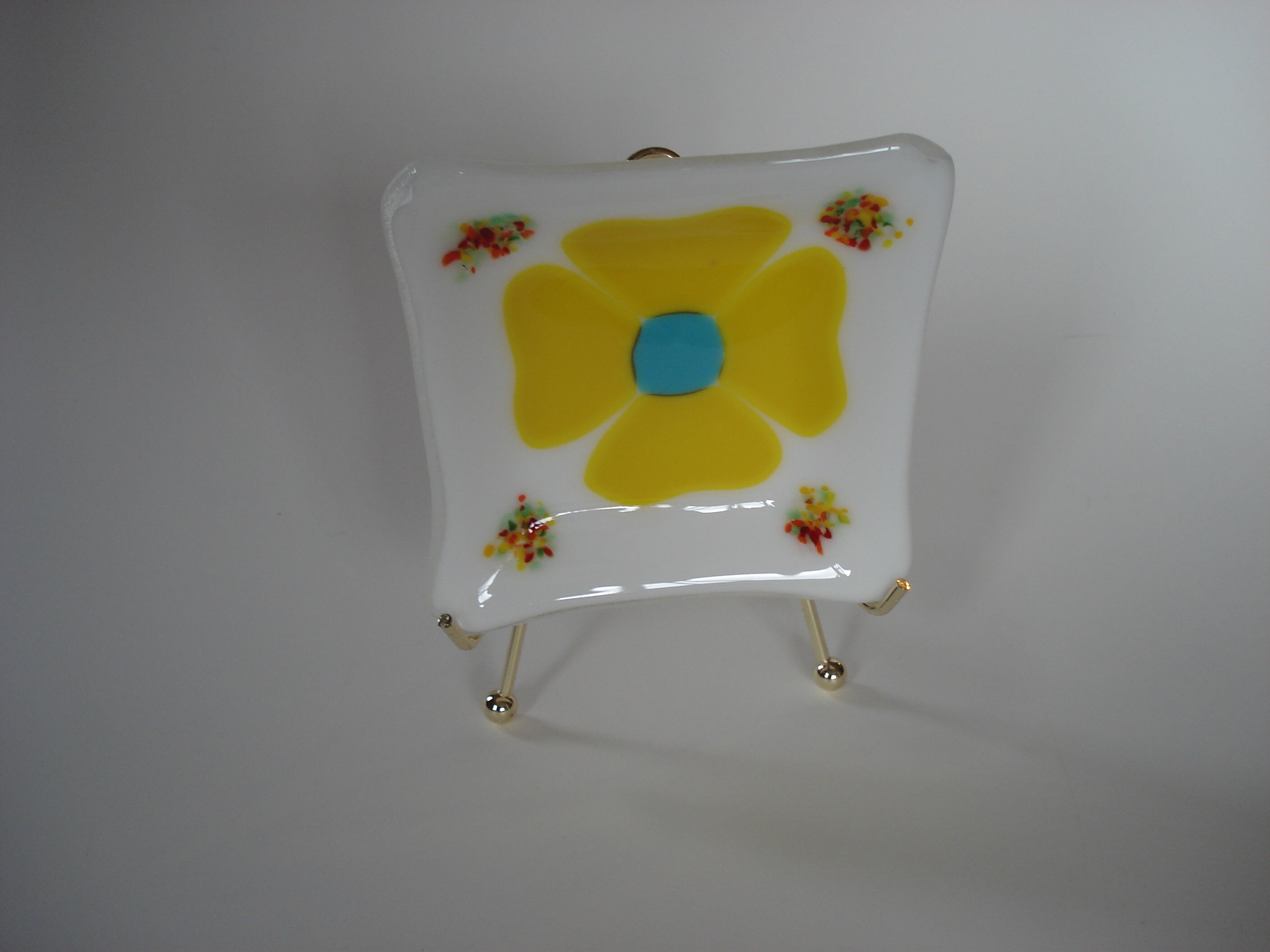 Fused Glass Sloping Dish With Flower/spoon Rest/candle - Etsy