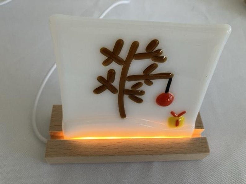 Fused Glass Charlie Brown Christmas Tree With Lighted Display Stand ...