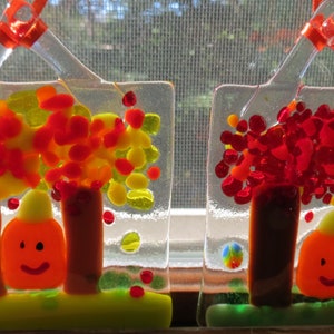 Fused Glass Colorful Fall Tree Suncatcher/ornament/window Art/fall ...