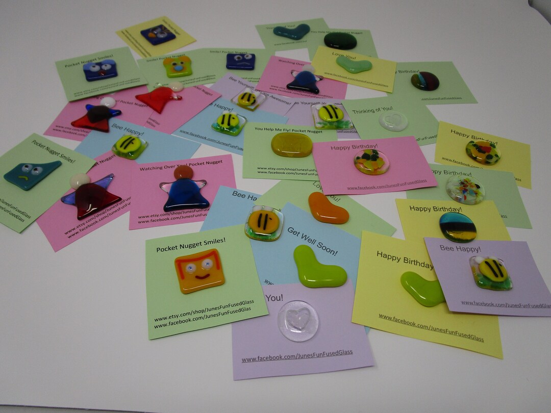 Fused Glass Pocket Nugget Notes Hugs/worry Stones/express - Etsy
