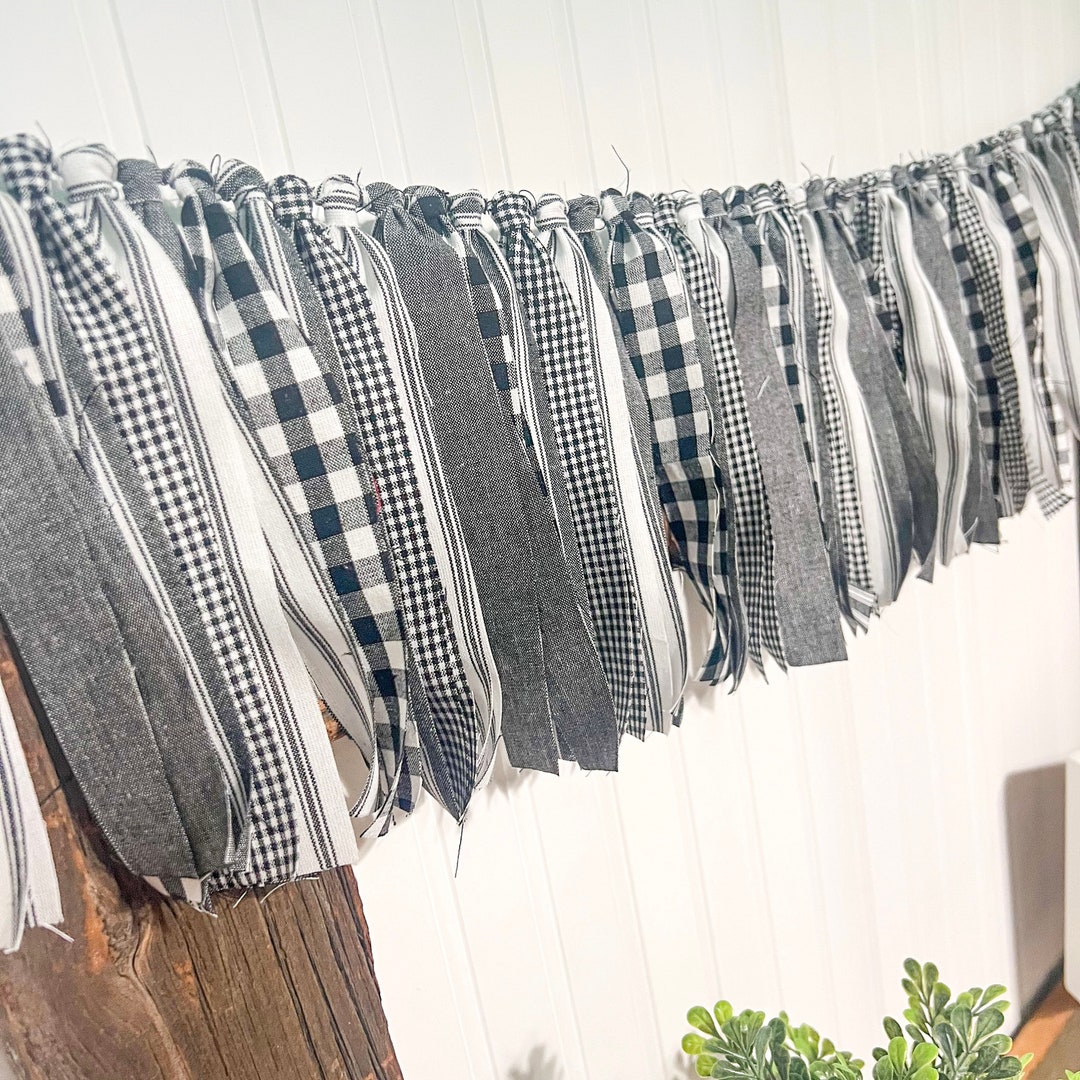 Farmhouse Garland Mantel Garland Fabric Rag Garland - Etsy