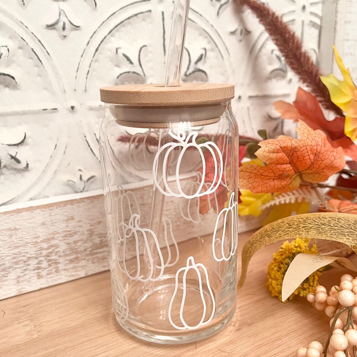 Pumpkin Iced Coffee Cup Fall Glassware Pumpkin Glass Cup - Etsy