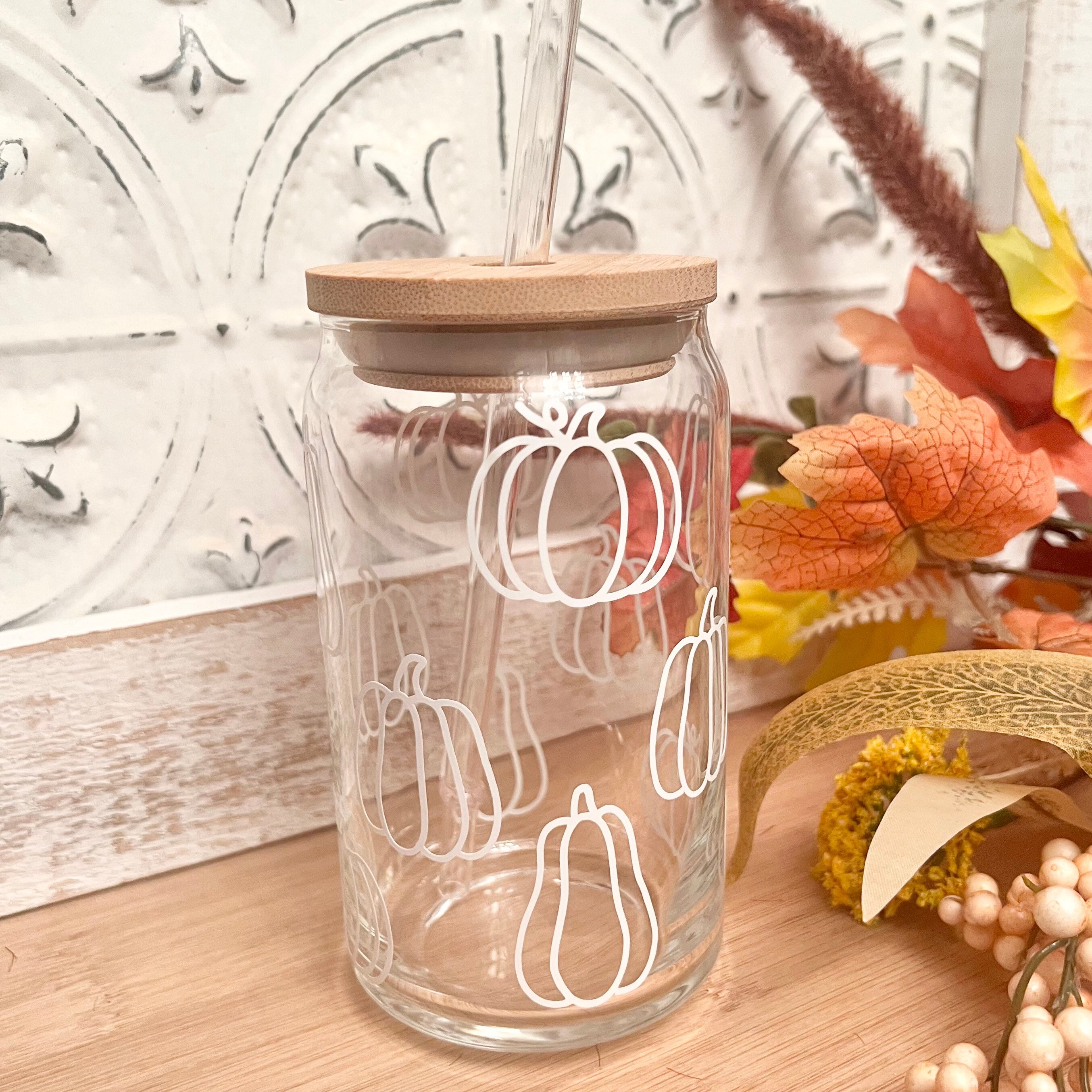 Pumpkin Iced Coffee Cup Fall Glassware Pumpkin Glass Cup - Etsy
