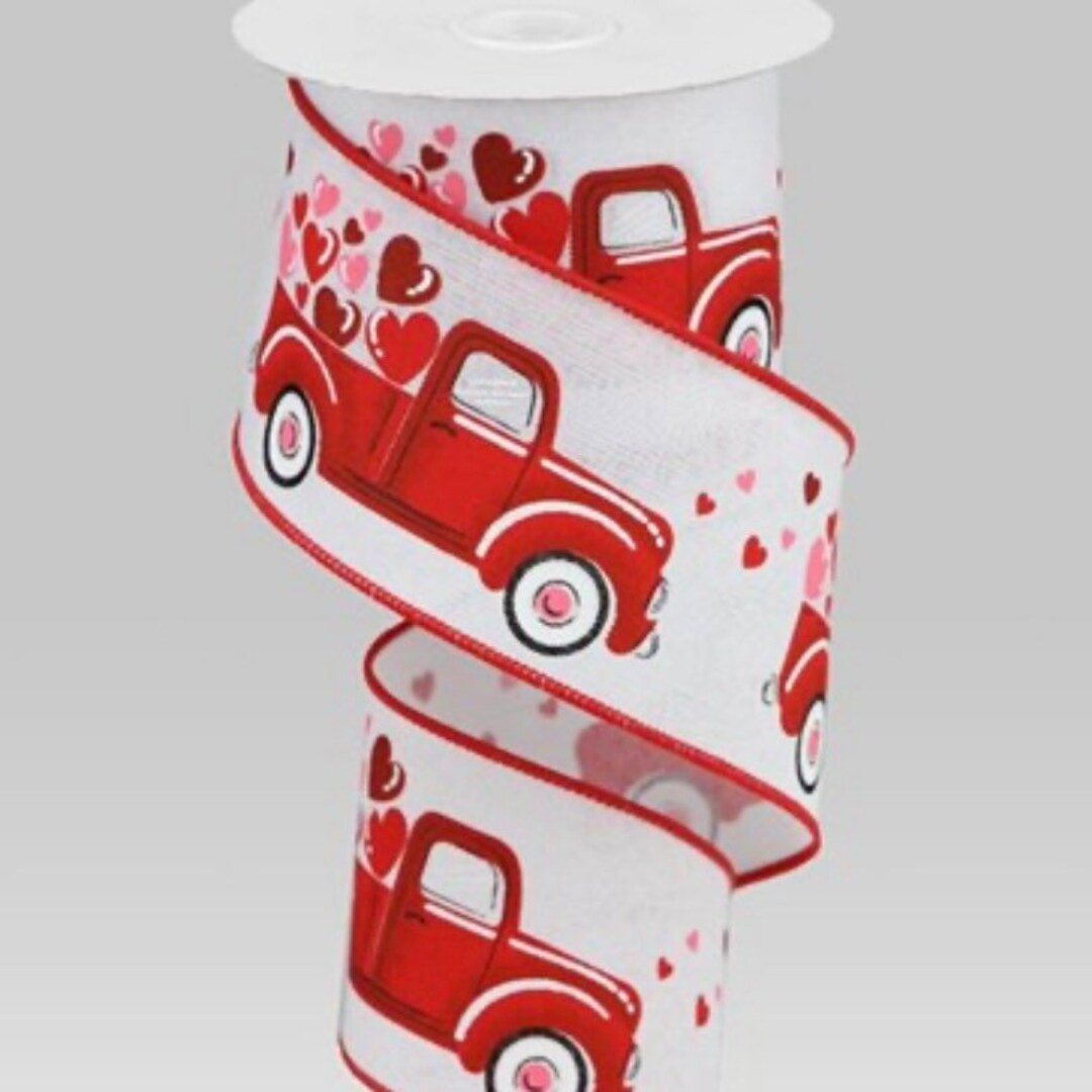 Valentines Day Ribbon, Valentines Ribbon, Valentine Heart Wired Ribbon, 2.5 Inch Ribbon, Red ...