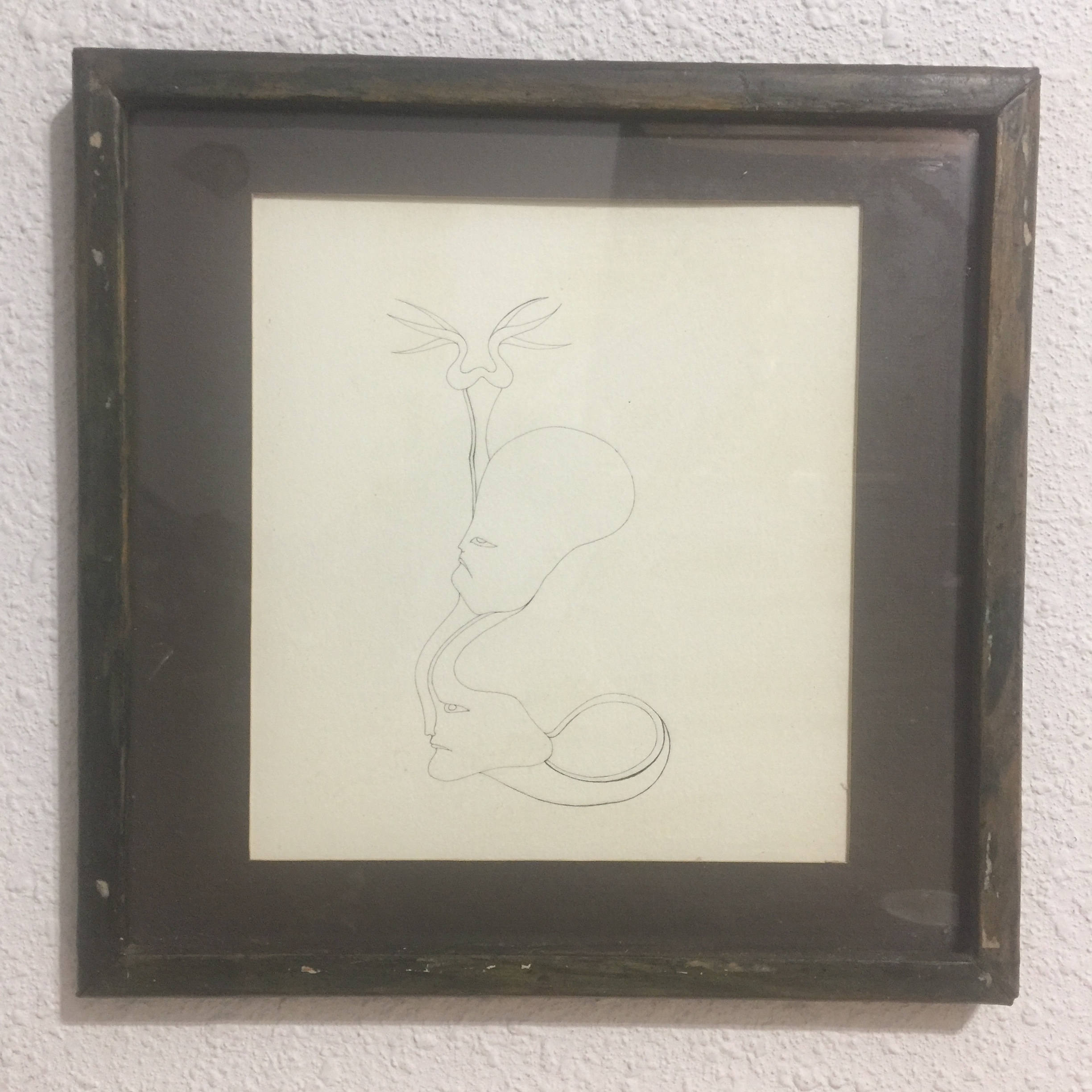 Framed Ink Drawing Original Drawing Line Drawing Faces Mask - Etsy