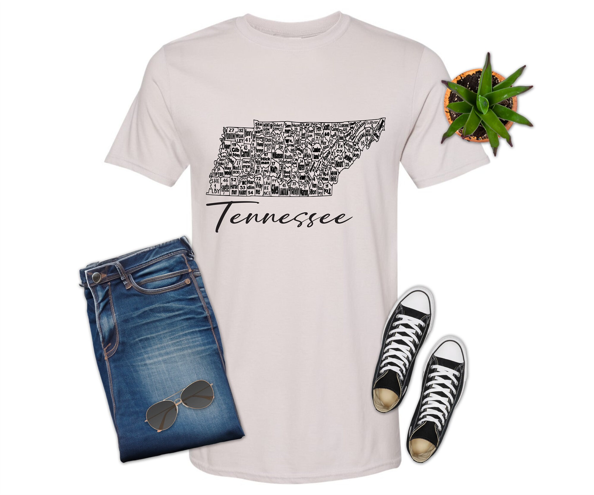 Tennessee State License Plate County Map T-shirt Tee, Unisex Graphic ...