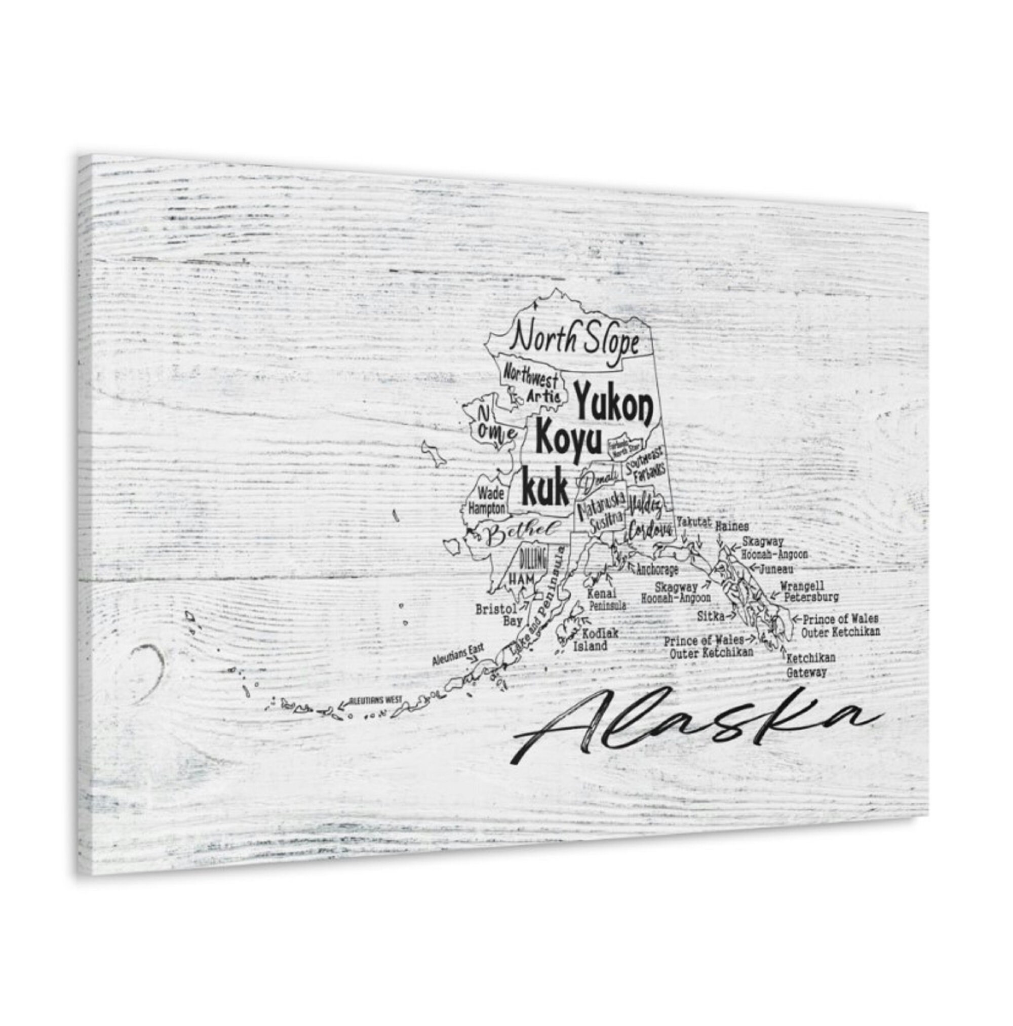 Alaska Boroughs Map Wrapped Canvas - Etsy