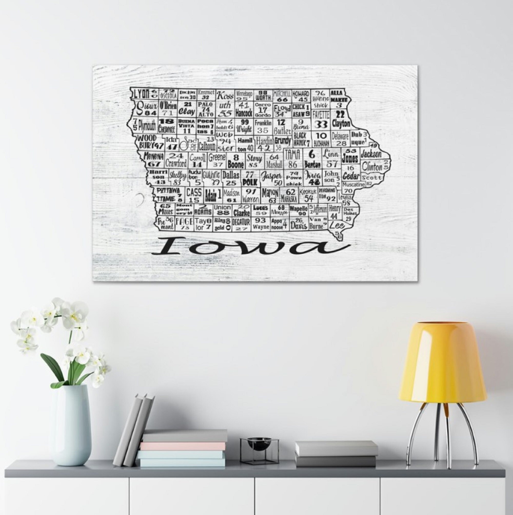 Iowa State County License Plate Map Wrapped Canvas - Etsy