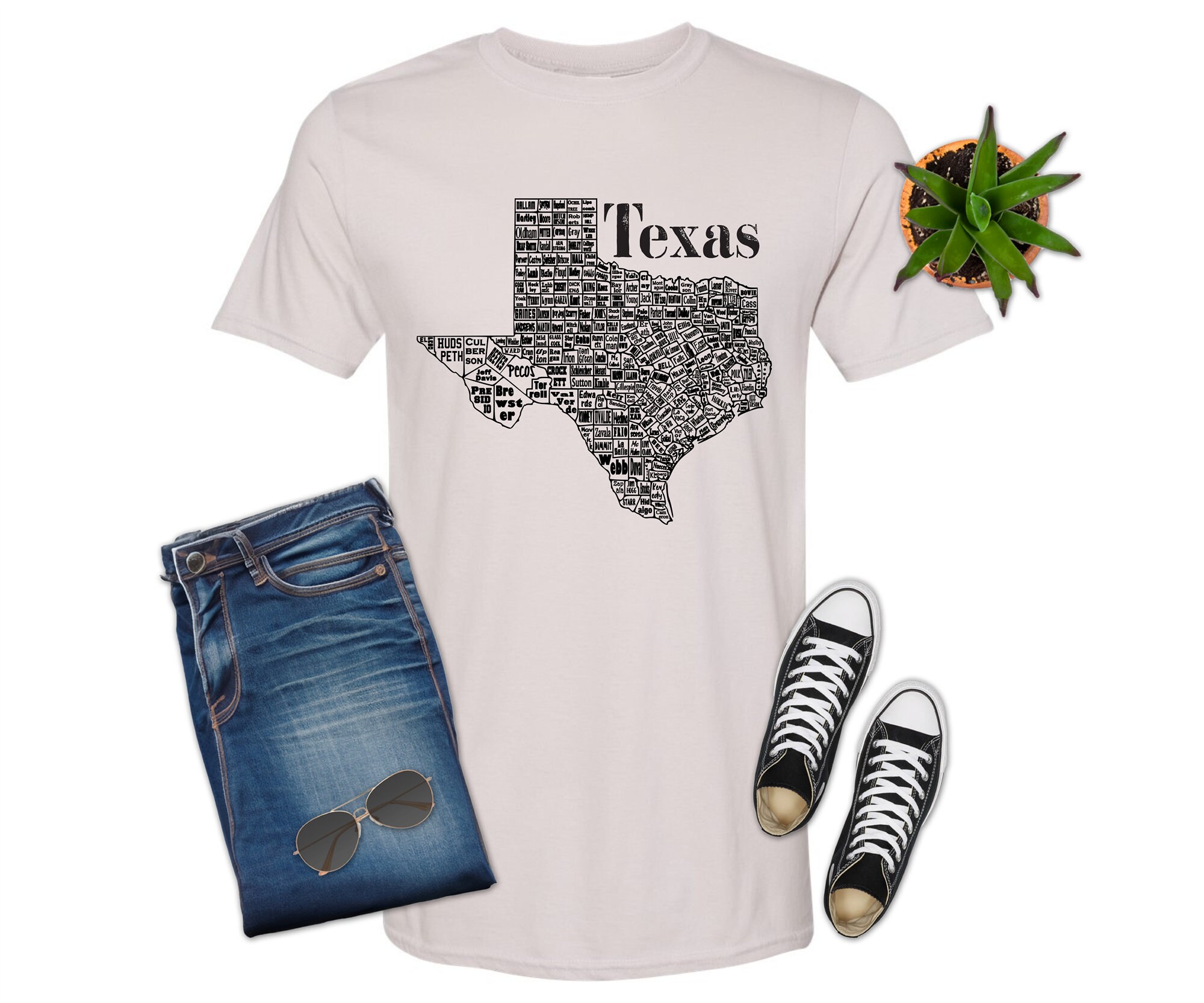 Texas State County Map T-shirt Tee, Unisex Graphic Tee - Etsy