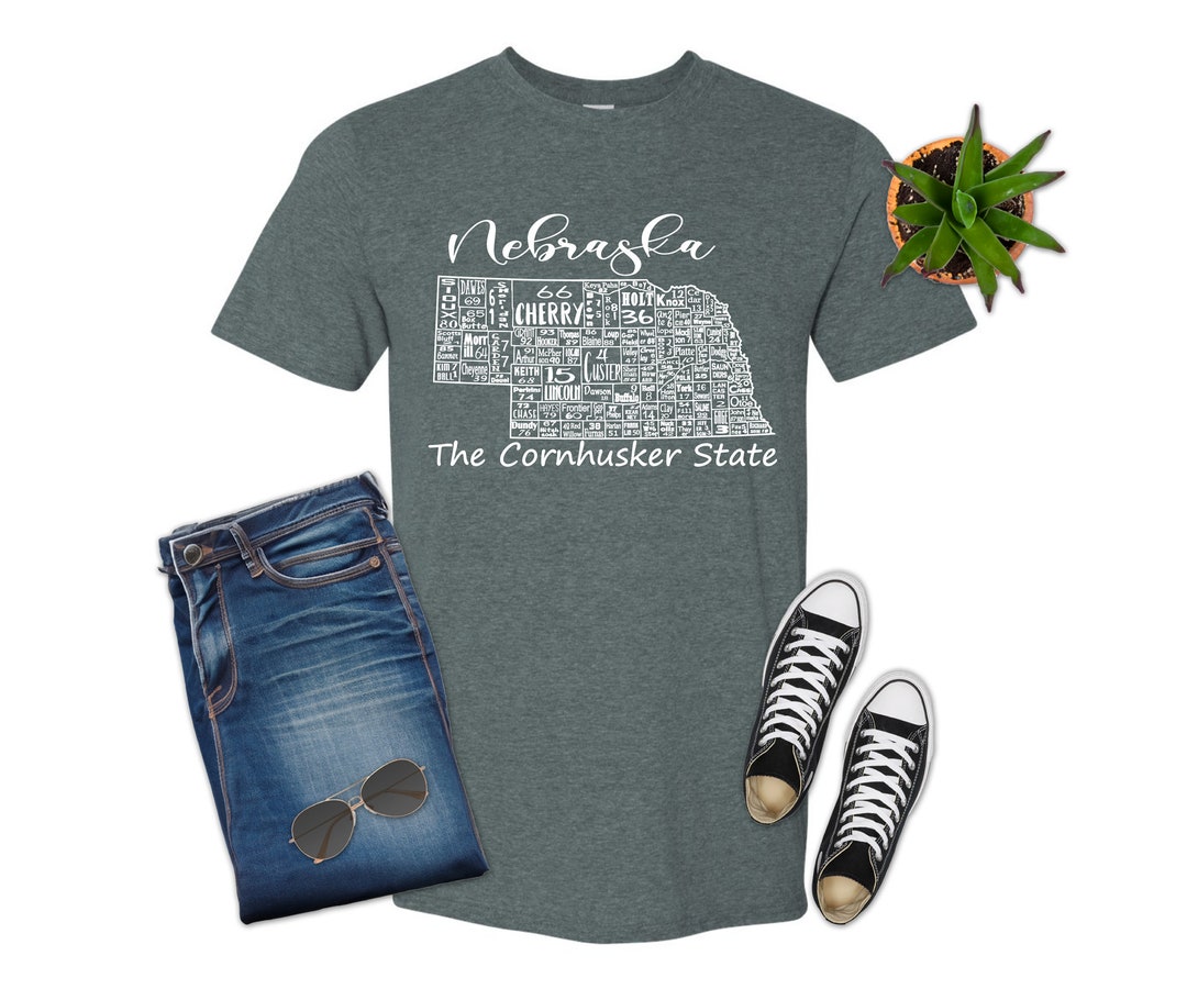 Nebraska State License Plate County Map T-shirt Tee, Unisex Graphic Tee ...