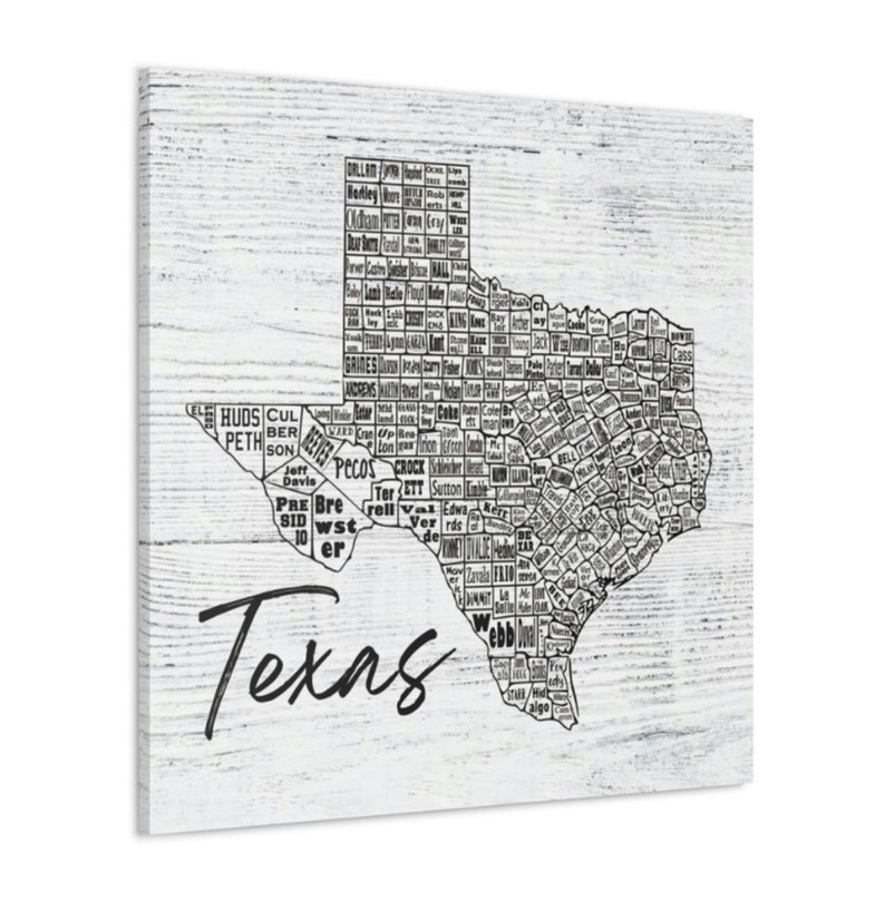 Texas State County Map Home Decor Wrapped Canvas - Etsy