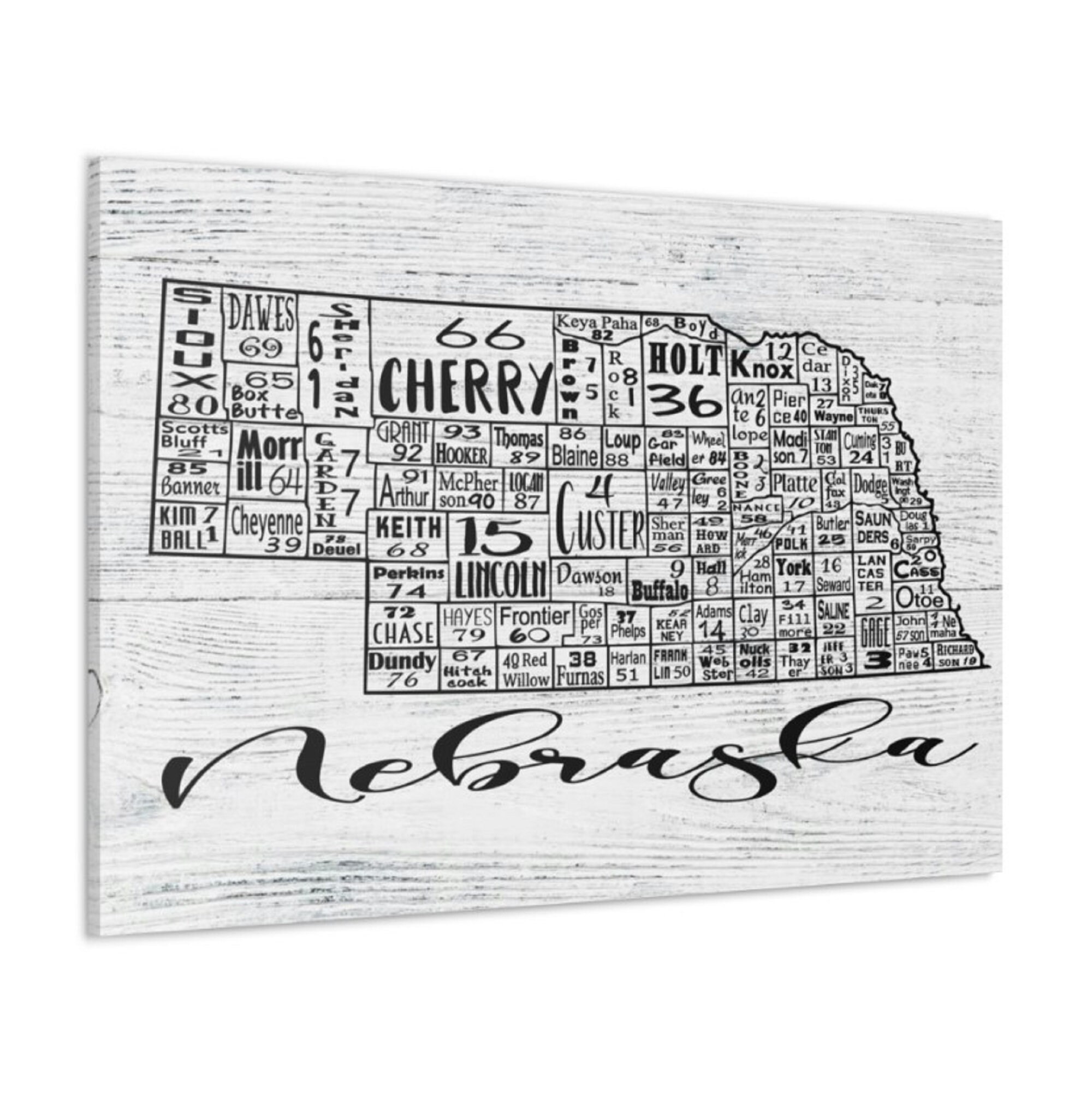Nebraska State County License Plate Map Wrapped Canvas - Etsy