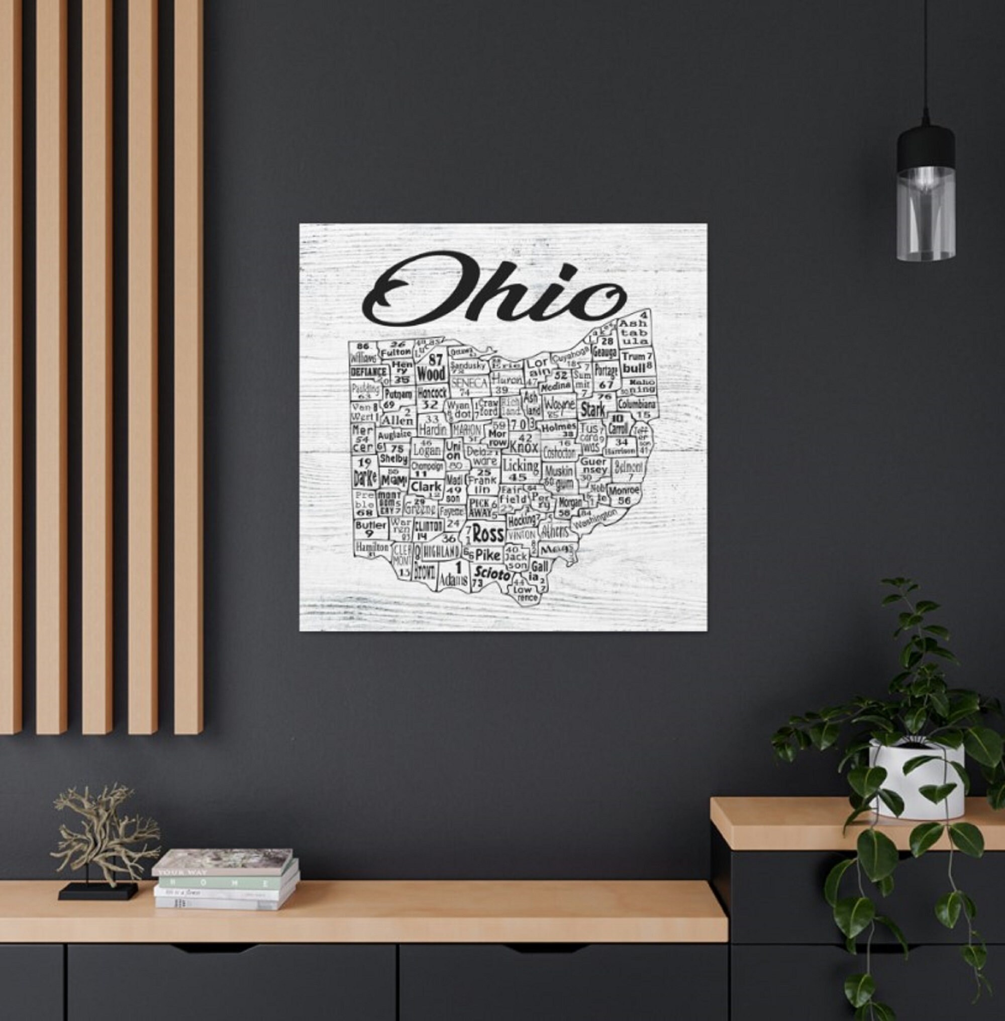 Ohio State License Plate County Map Home Decor Wrapped Canvas - Etsy