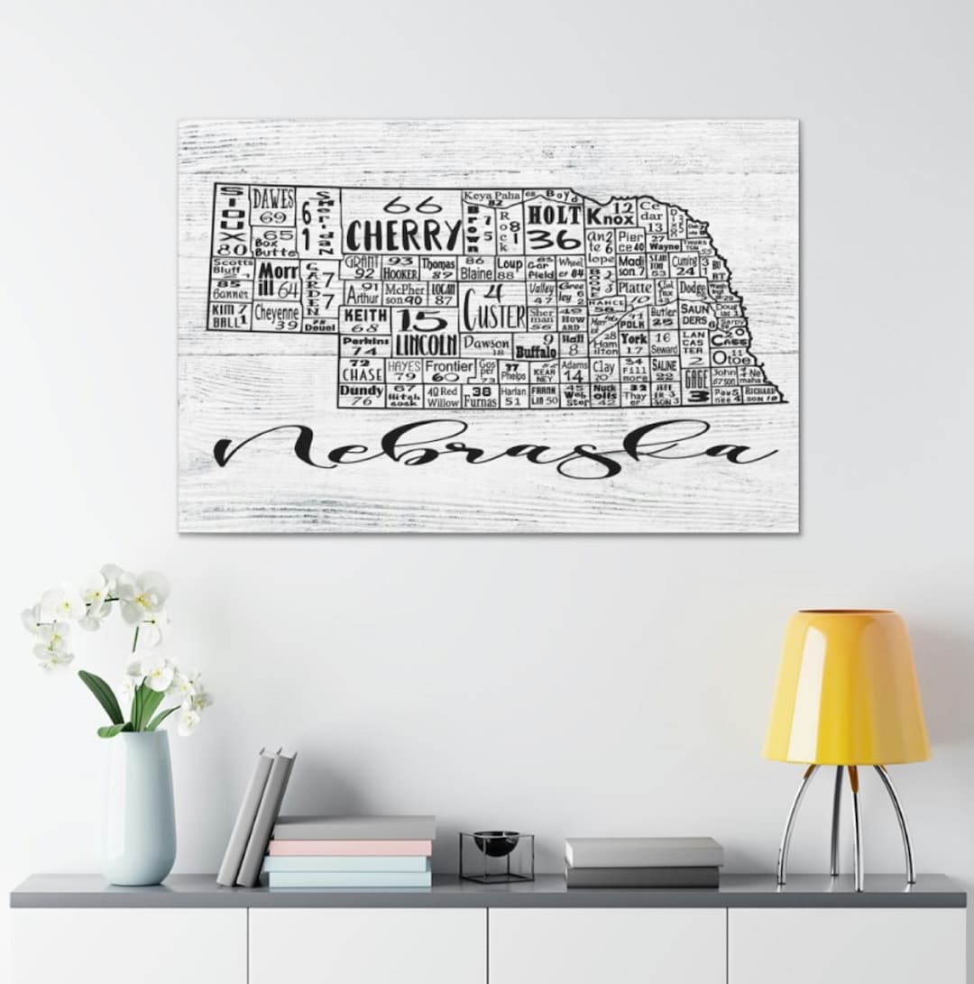 Nebraska State County License Plate Map Wrapped Canvas - Etsy