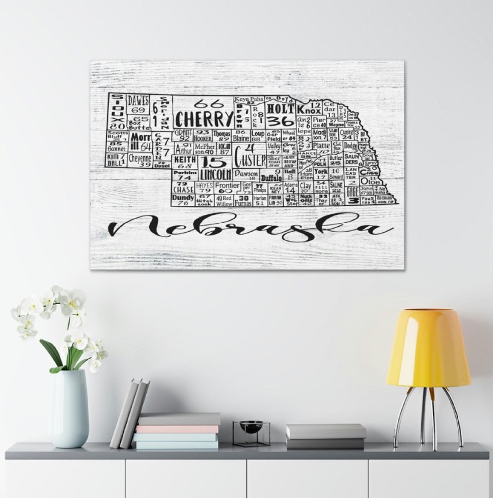 Nebraska State County License Plate Map Wrapped Canvas - Etsy