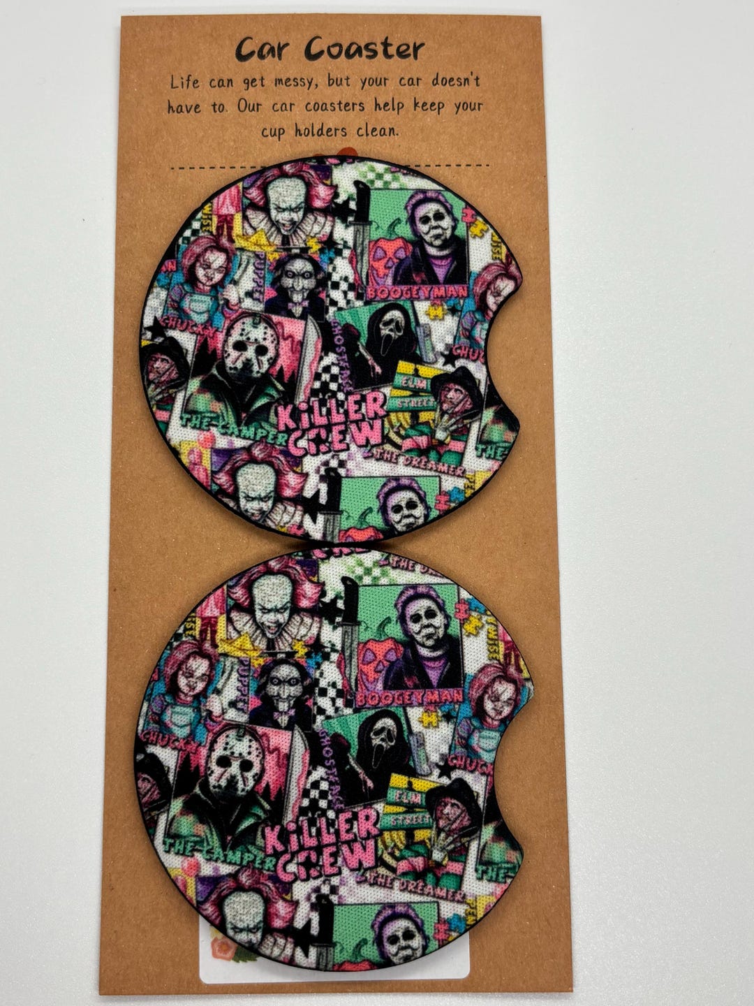 Killer Crew Halloween Character Car Coasters, Neoprene Car Accessories ...
